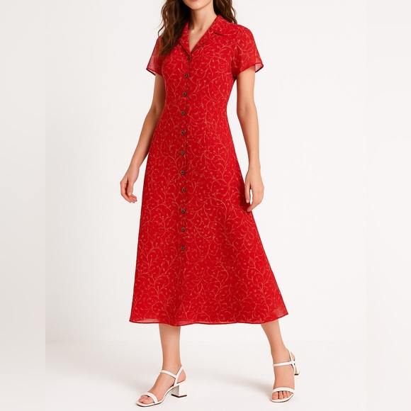 Vintage | Dresses | Vintage Robbie Bee Floral Print Button Front Silk ...